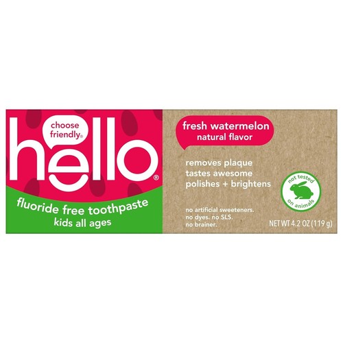 Hello Kids Natural Watermelon Fluoride Free Toothpaste, Vegan & SLS ...