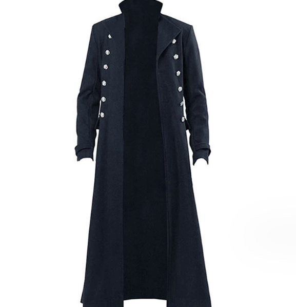Men's Steampunk Military Trench Coat Long Jacket Gothic Overcoat ...