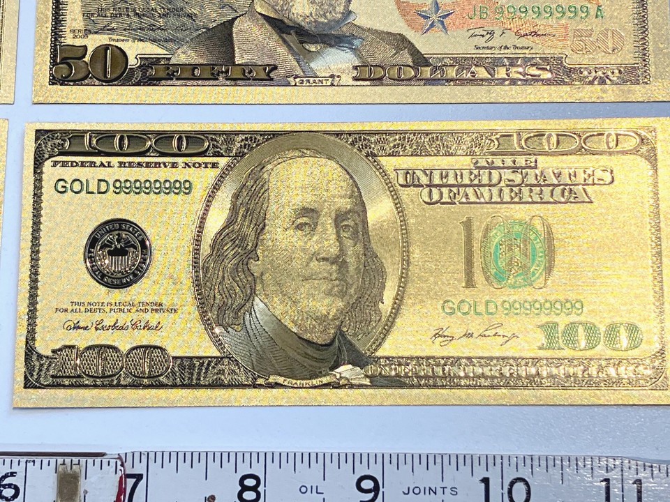 LOT OF 8 24K Gold Foil Plated Note Bills 1 2 2 5 10 20 50 100 | eBay