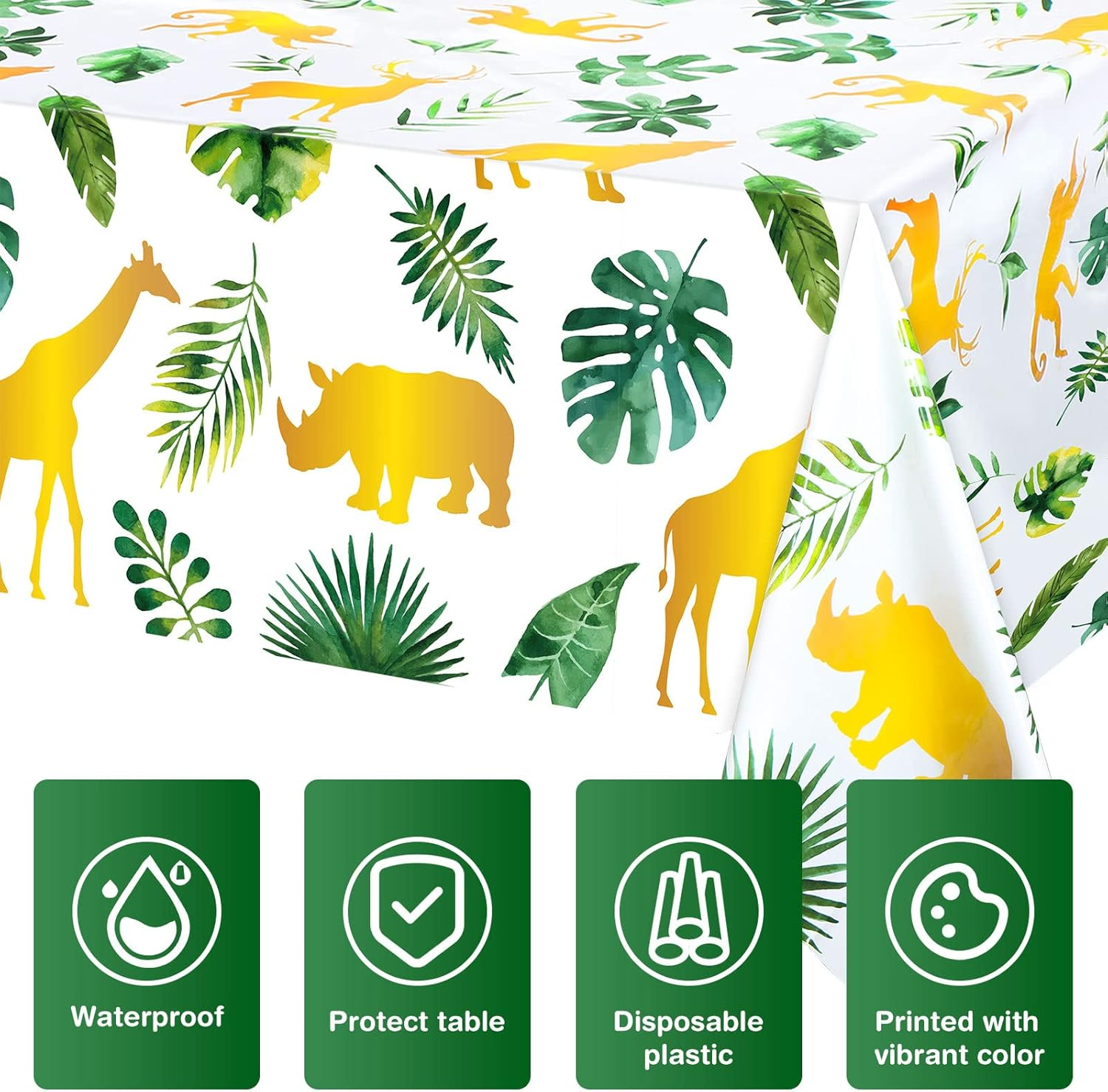 3 Pcs Jungle Safari Tablecloths Jungle Animal Table Cover Wild One ...