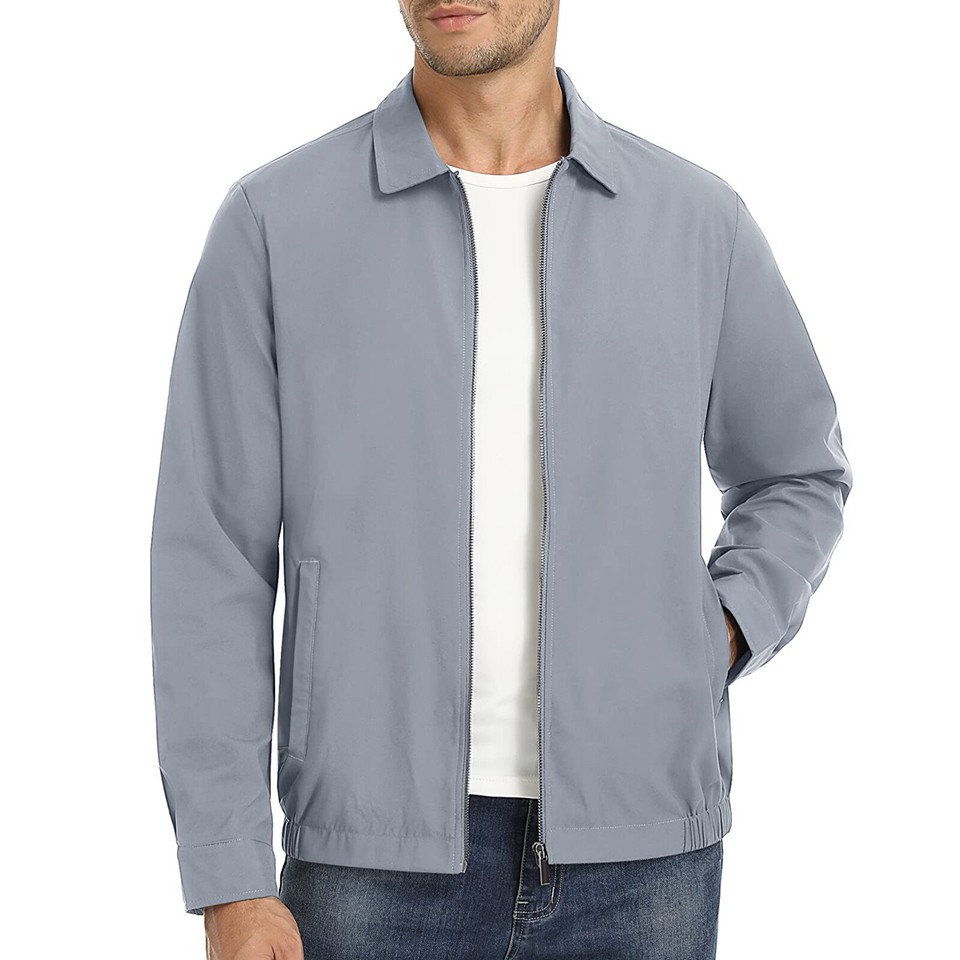 Men's Thin Spring Jacket Full-Zip Lightweight Bomber Jacket Casual ...