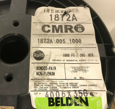Belden 1872A 23 AWG4 Pair U/UTP CMR Enhanced 350MHz Cat 6e Mediatwist ...