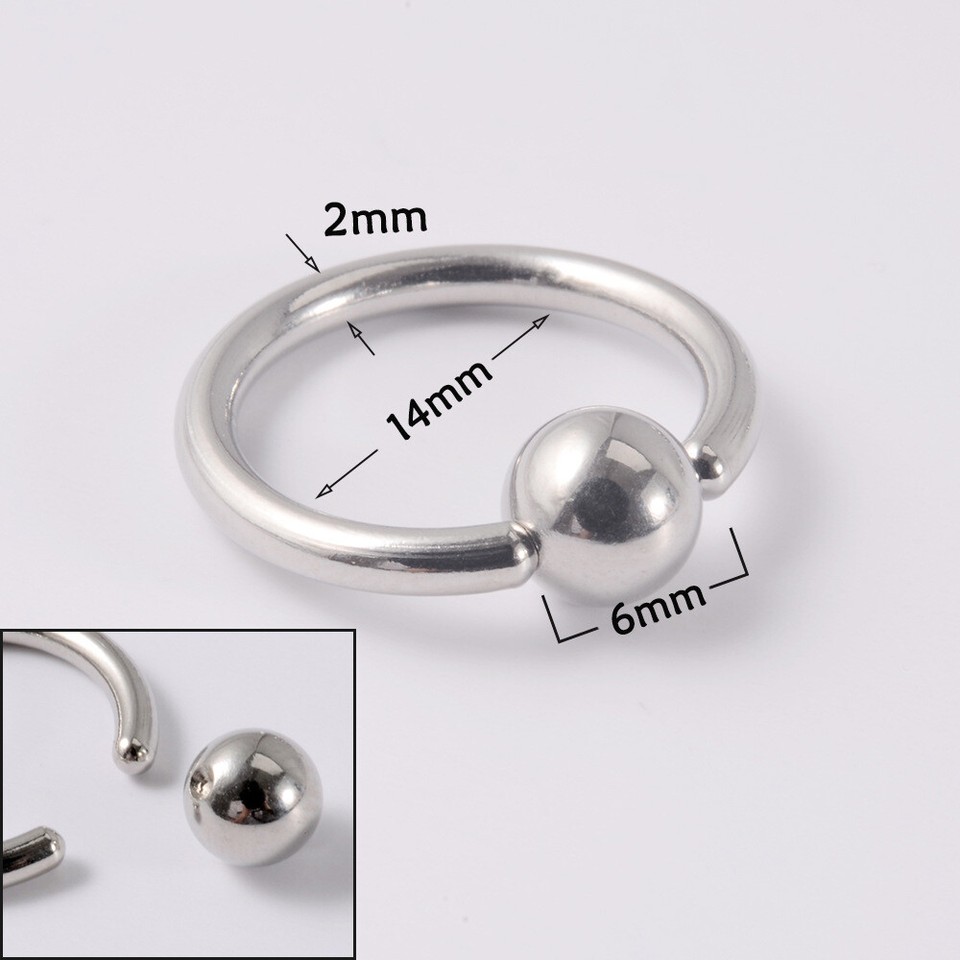 4PC Easy Fit Large Gauge BCR 3-12mm Heavy CBR Ball Closure Ring PA ...