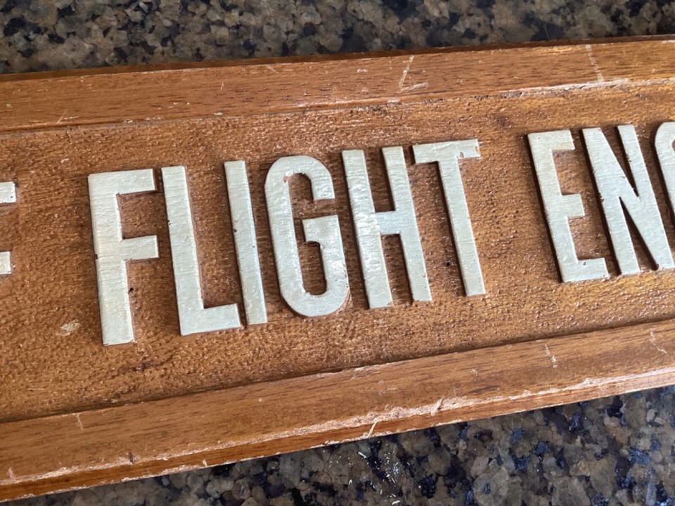 Vintage Carved Wood & Hand Painted Sign Chief Flight Engineer Airplane ...