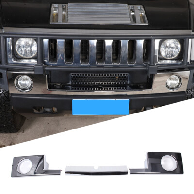 3PCS Chrome Silver Front Bumper Cover Trim Fit for 2003-2009 Hummer H2 ...