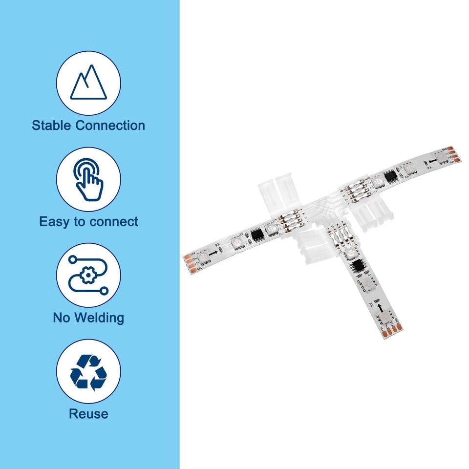 10-Pack 4-Pin 8mm RGB LED Strip Lights Connectors t for 5050 Strip ...