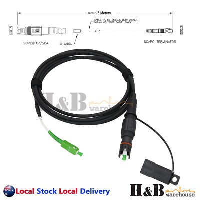 Heavy Duty 3M Fibre Optic Patchcord Lead SC / APC to OptiTap MPT & SMP ...