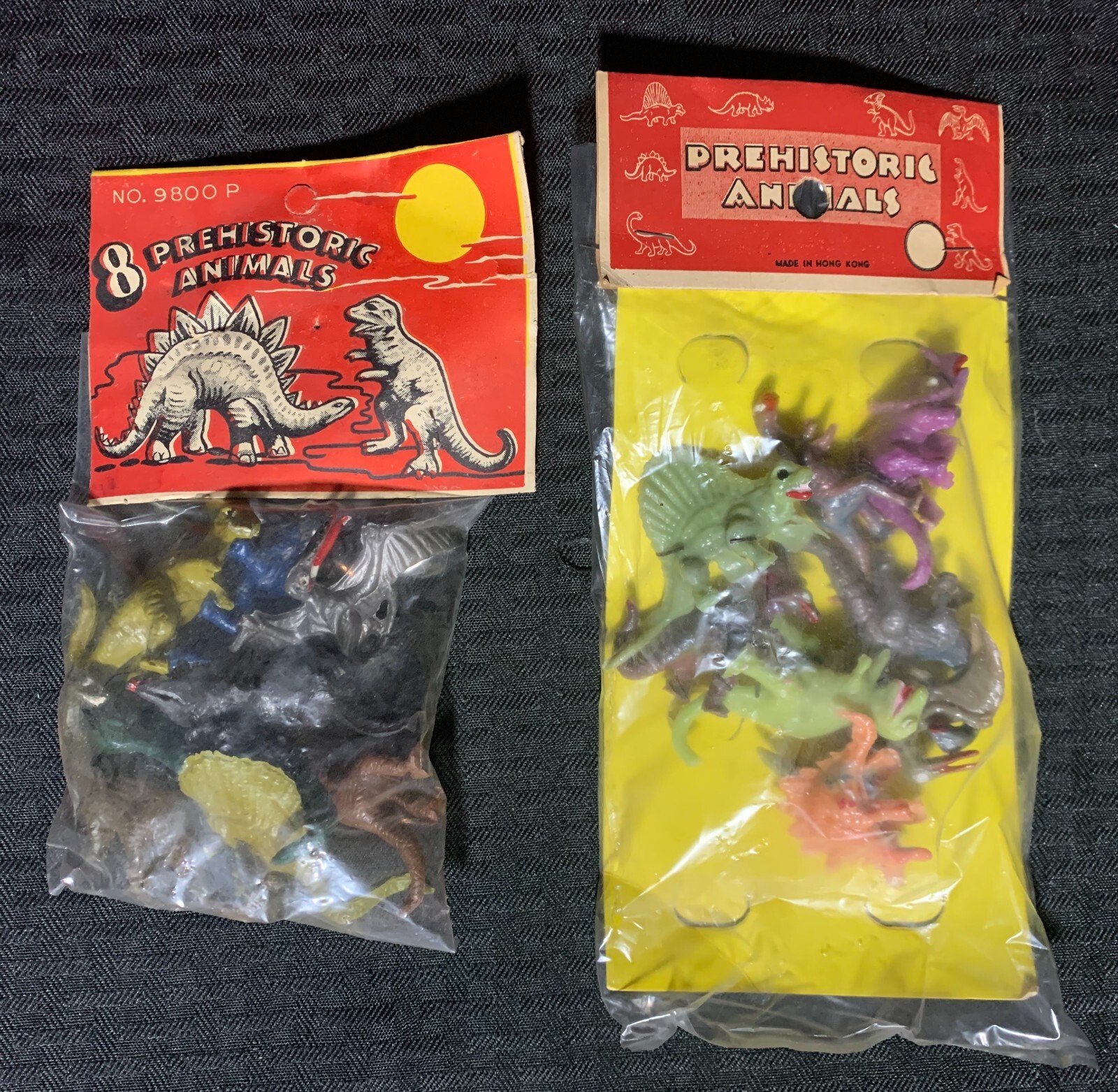 Vintage 1970s? PREHISTORIC DINOSAURS ANIMALS Plastic Toys 3 SEALED BAGS ...