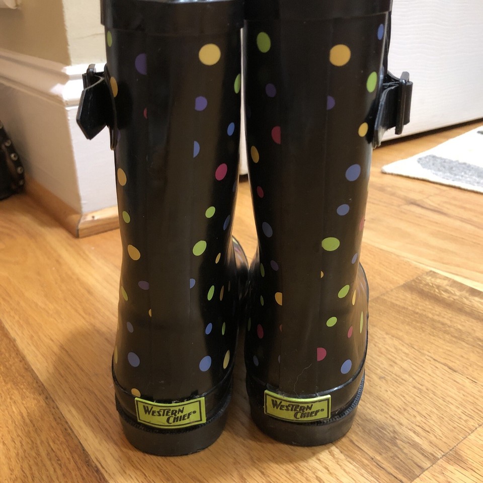 Western Cheif rain boots Big Girls size 2 Molly Dot multi color Length ...
