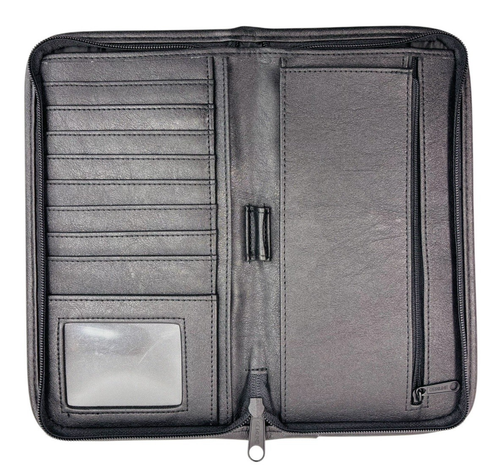 Gemline Large Leather Traveler's Wallet Portfolio Zip-Around 5 ...