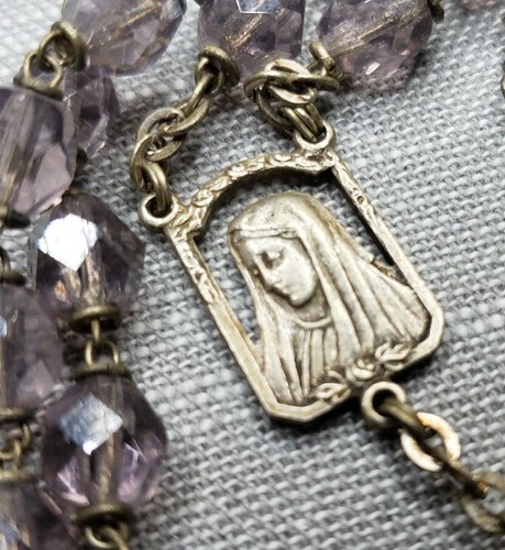 Vintage Rosary Catholic Violet Glass beads Christian H23 | eBay