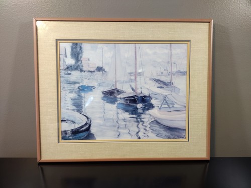CLAUDE MONET Boats at Rest 1872 painting 12inx9in artwork framed ...