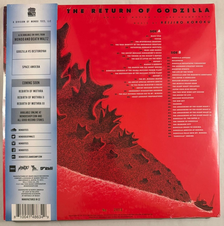 THE RETURN OF GODZILLA (OST) - LIMITED 140G HEAT RAY MONDO VINYL LP NEW ...