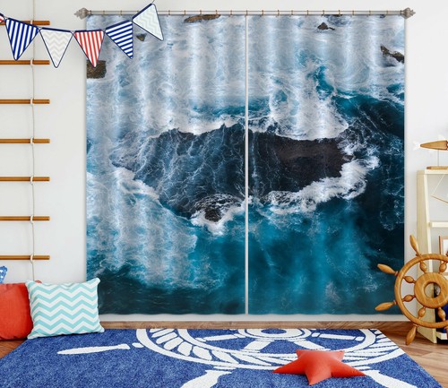 3D Ocean Waves Spray ZHUA39 Blockout Photo Curtain Fabric Window Amy ...