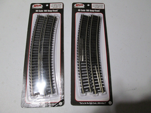 Atlas HO Scale Code 100 - 22" Radius Curve Snap Track # 836 (6 each ...