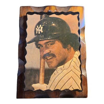 New York Yankees Catcher Rick Cerrone 9.5 x 7 in. Vintage Wood Plague ...