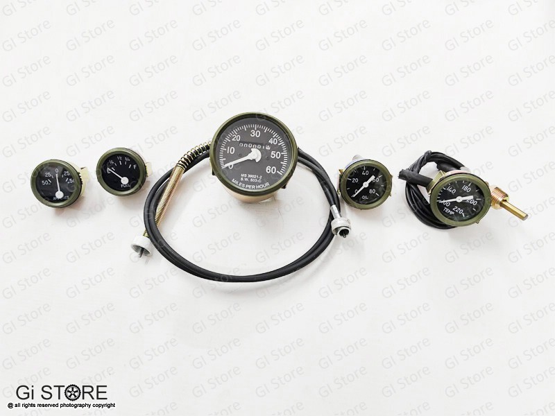 Willys MB Jeep Ford GPW Gauges Kit - Miles Speedometer Temp Oil Fuel ...