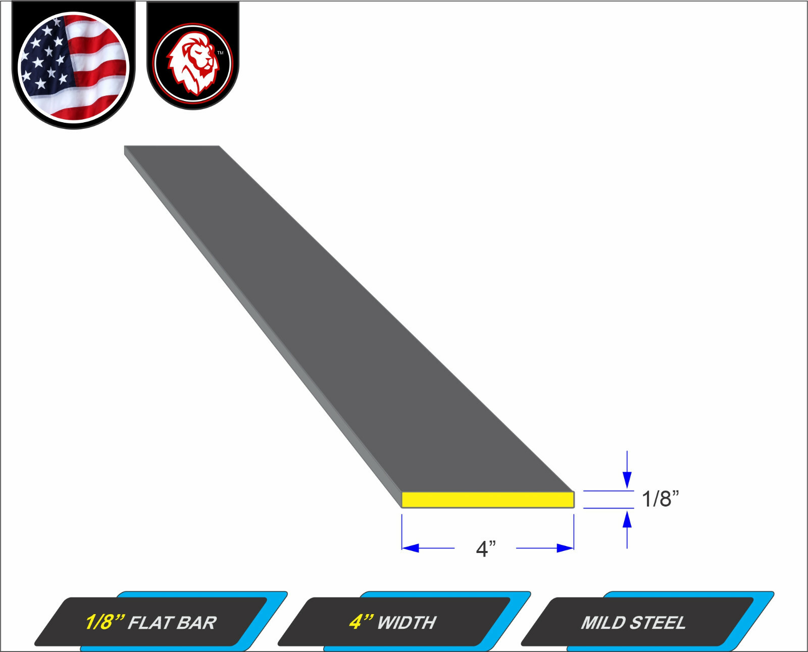 (X2) 1/8" x 4" Flat Metal Bar - Mild Steel - Flat Metal Stock - 60 ...
