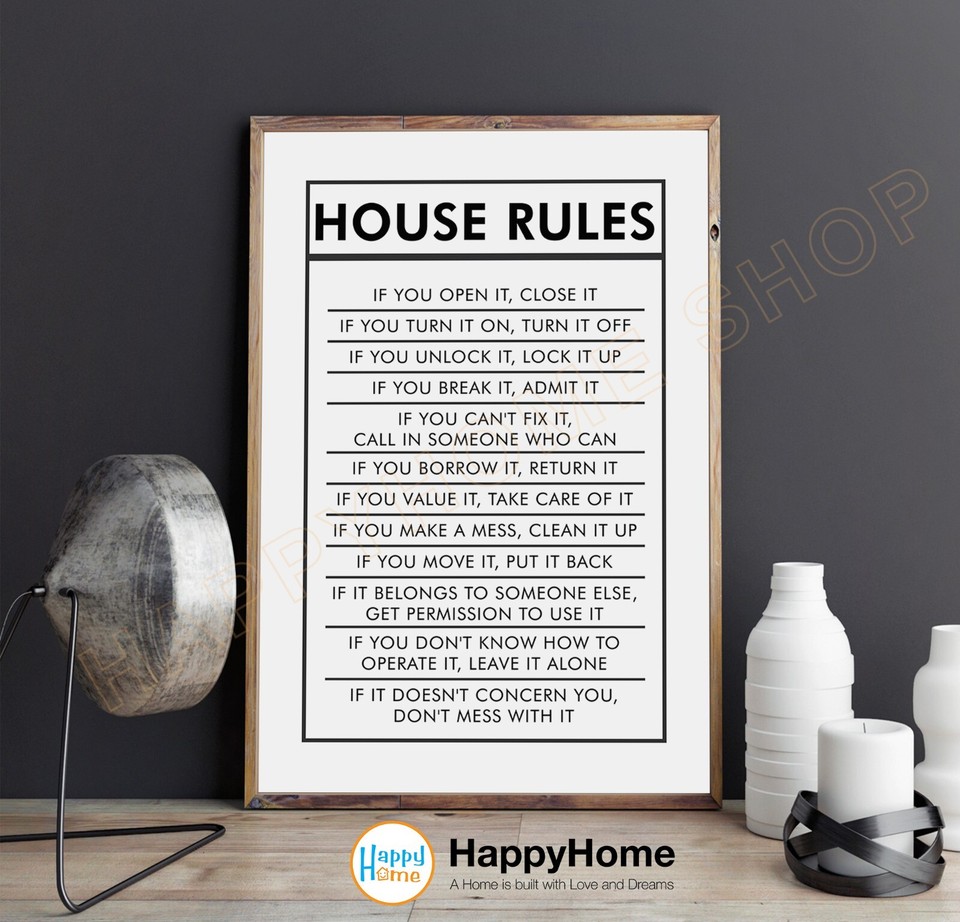 House Rules Wall Art Family Rules Home Sign Homewarming Prints Wall ...