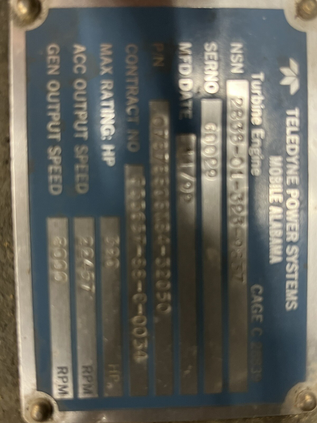 TELEDYNE GAS TURBINE ENGINES, GOV 'T COST $297,151.76 EACH NEW SURPLUS ...