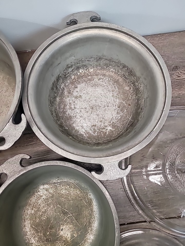 Vtg. Guardian Service Set Of 10 Cast Aluminum Cookware Pots W/Lids 6 ...