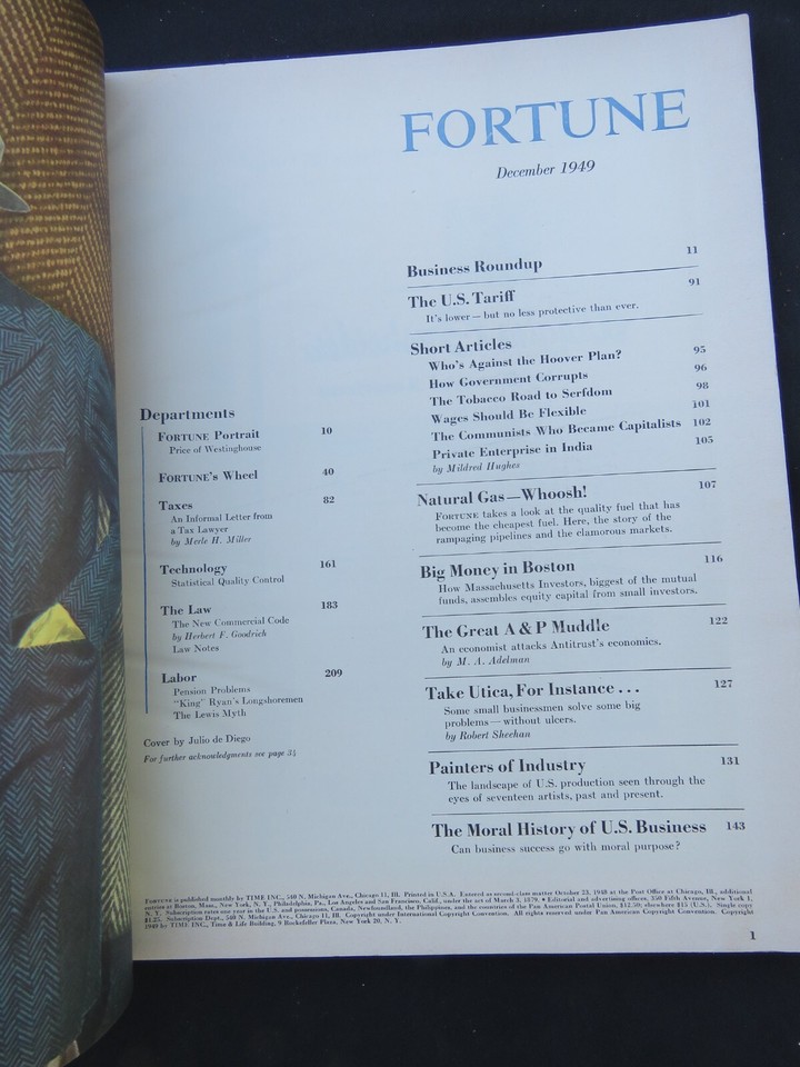 FORTUNE MAGAZINE 1949 DECEMBER - Natural Gas, Boston, U.S. Tariff | eBay