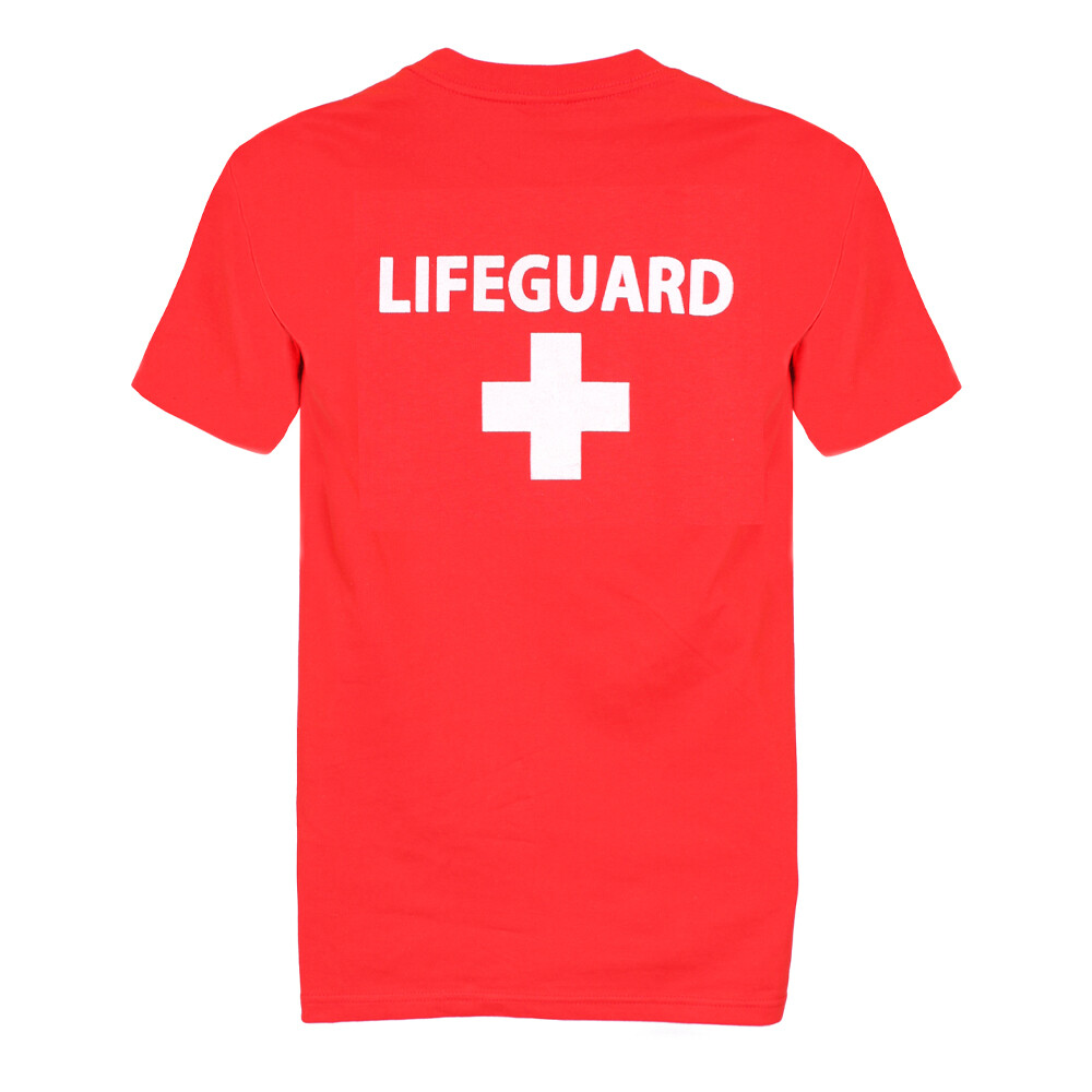 ADULTS RED LIFEGUARD T-SHIRT BEACH WATCH FLOAT MENS LADIES UNISEX FANCY ...