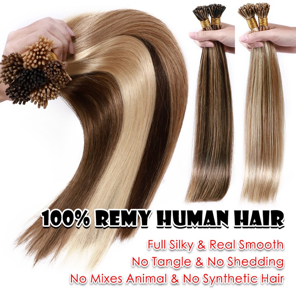 200Strands Stick I-Tip Hair 100% REMY Human Hair Extensions Micro Nano ...