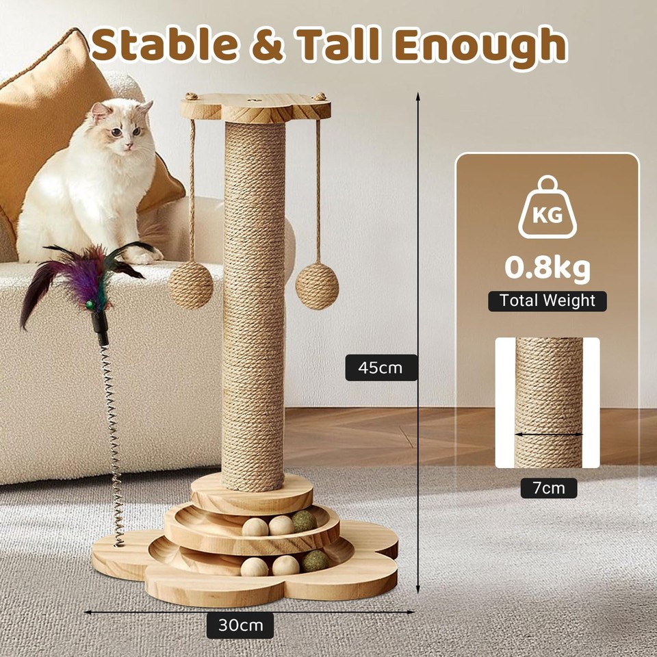 Cat Scratching Post with Natural Sisal Sturdy Cat Scratcher for Indoor ...
