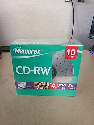 Memorex CD-RW 10 Pack 4X 700MB 80 Min Compact Discs Rewritable Brand ...