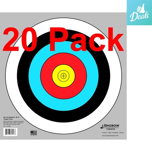 Large 40cm Long-Lasting Archery Targets - Heavy-Duty 7pt Paper - 20 ...