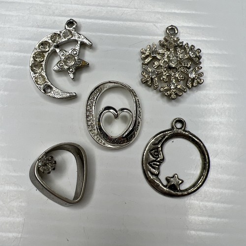 H7 Lot Silver Crystals Hearts Snowflake Crescent Moon Star Retro ...