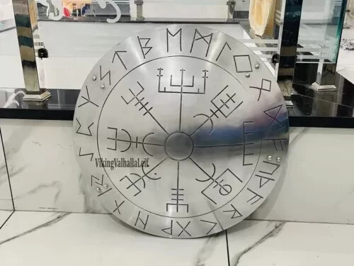 Antique Silver Medieval Viking Round Shield Handmade Helm of Awe Gift ...