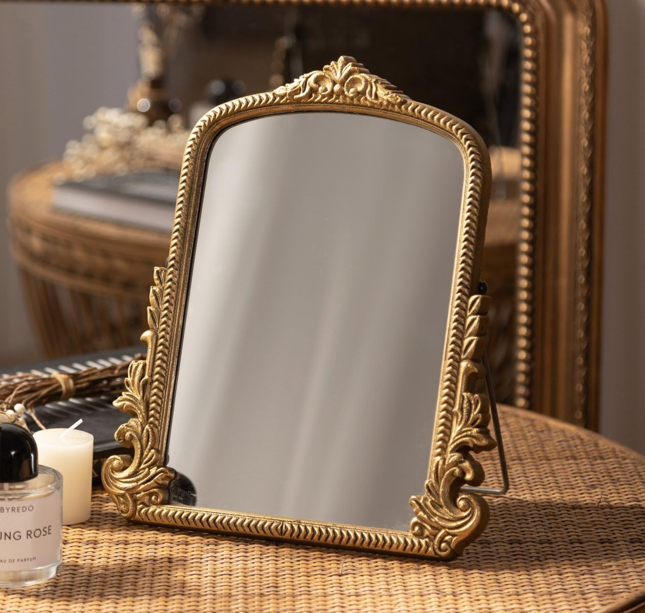 Vintage Vanity Makeup Desk Mirror，Antique Traditional Chic Arch Table Mirror Gol | eBay