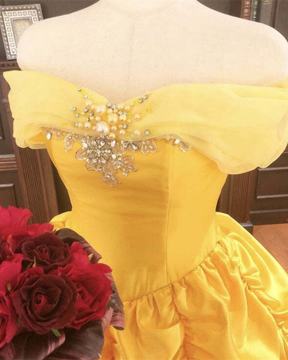 Belle Princess Quinceanera Dresses Off The Shoulder Prom Cosplay Party ...