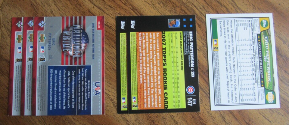 Eric Patterson Lot of 6 Trading Cards MLB Baseball Chicago Cubs ...