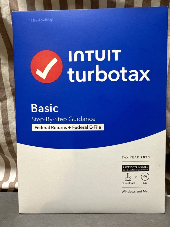 TURBOTAX 2023 BASIC CD/DOWNLOAD FEDERAL E-FILE WIN/MAC USA Intuit USA ...