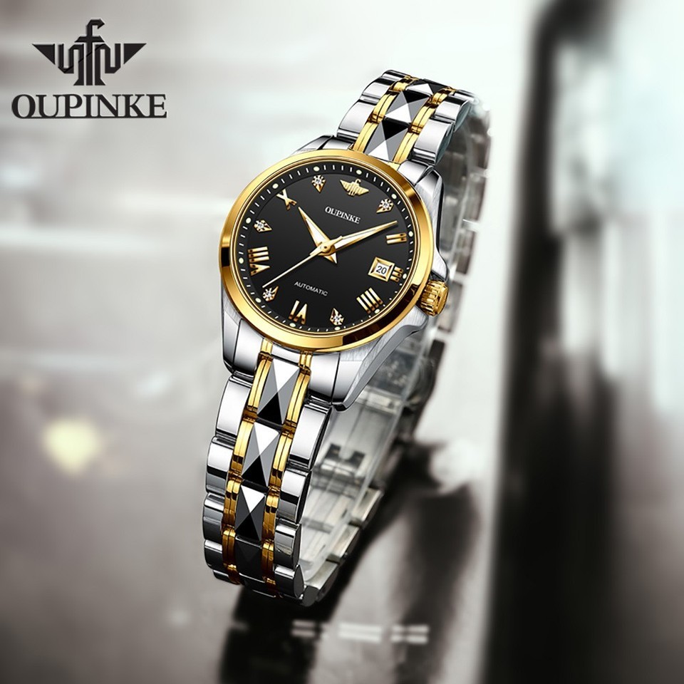 Oupinke Automatic Mechanical Women’s Watch Tungsten Steel, Diamond ...