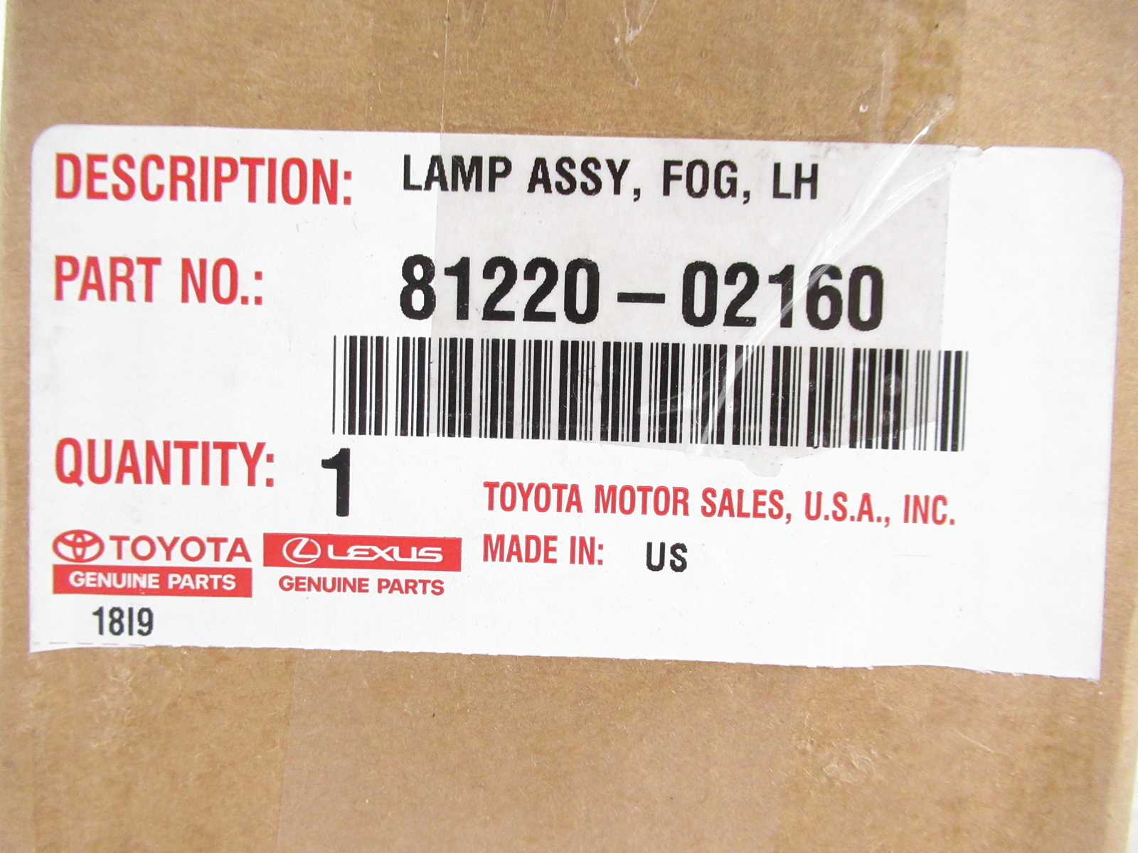 Genuine OEM Toyota 81220-02160 Driver Side Fog Light Assy | eBay