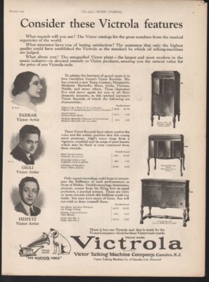 1925 VICTOR VICTROLA MUSIC RECORD DANCE FARRAR GIGLI NO 310 350 HEIFETZ ...