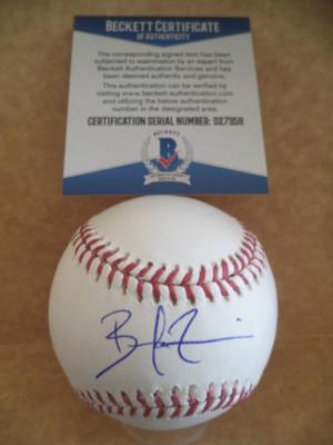 BRADLEY ZIMMER CLEVELAND INDIANS SIGNED AUTOGRAPH ML BASEBALL BECKETT ...