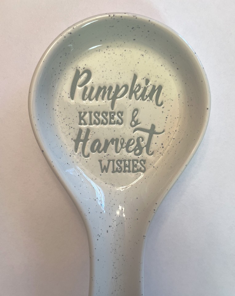 Spoon Rest Ceramic - "Pumpkin Kisses & Harvest Wishes" Green | eBay