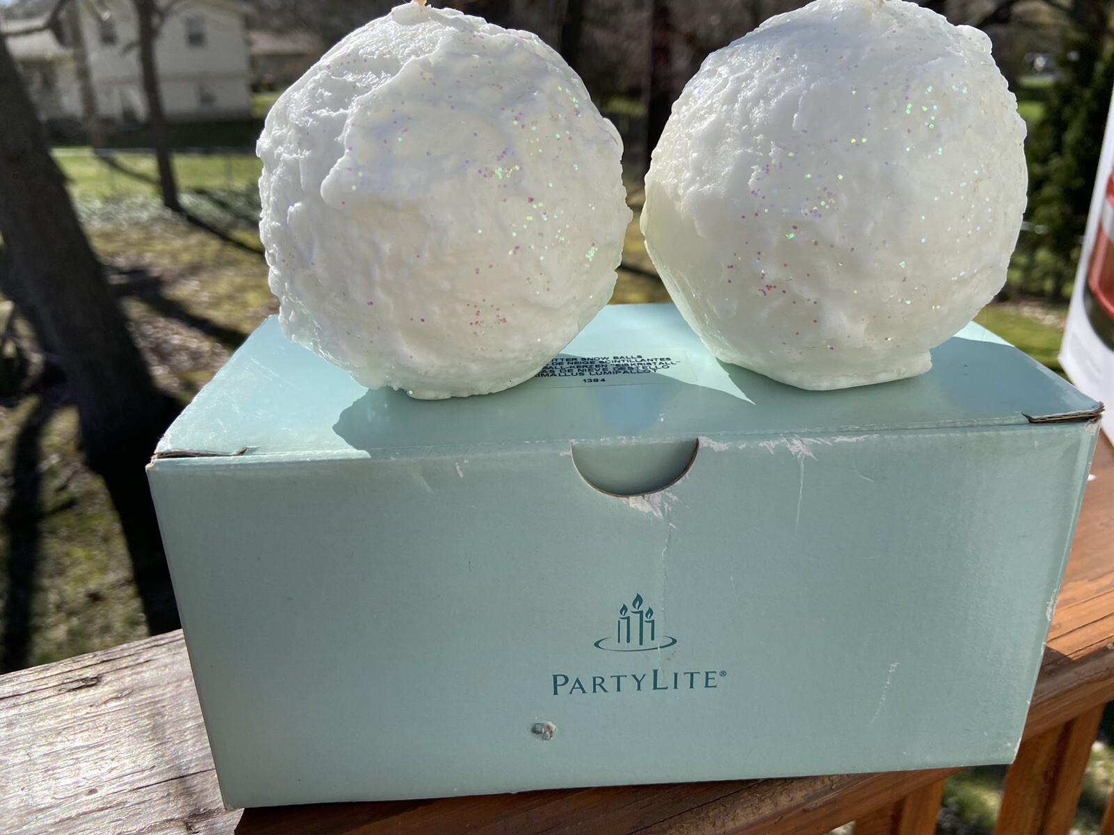 Partylite White Glitter Snowball Ball Candles Pair 3 1/2” Q35102 NIB | eBay