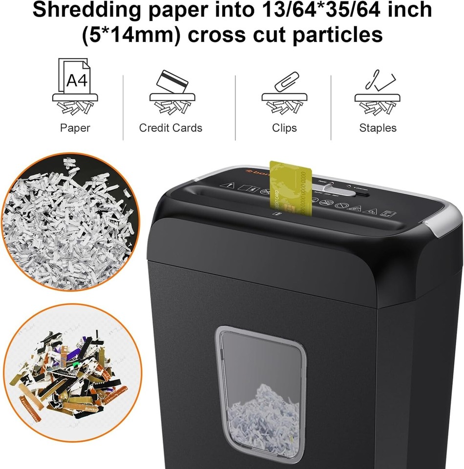 Bonsaii 6 Sheet Cross Cut Paper Shredder, Compact Shredder for Home and ...