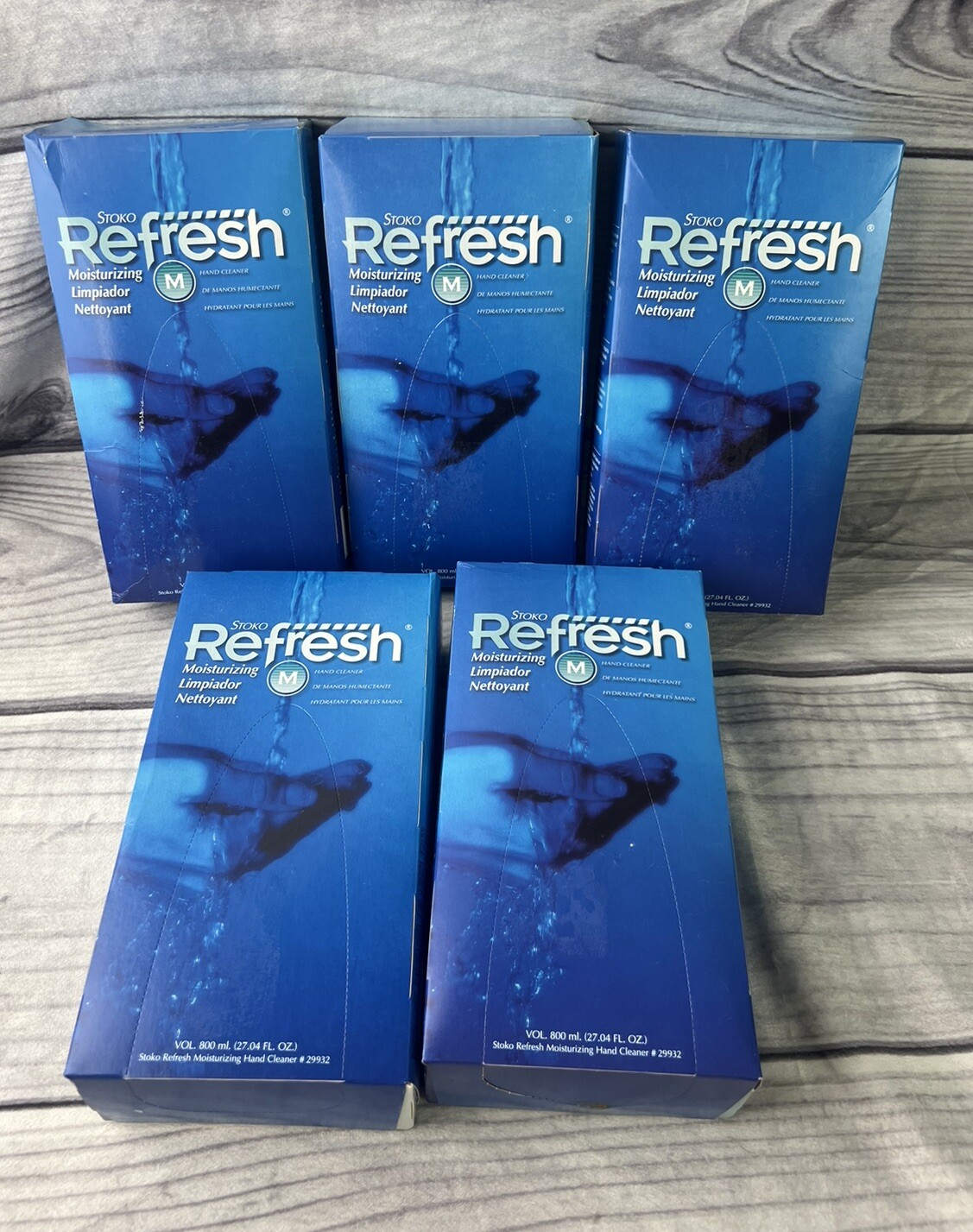 Lot Of 5 Boxes Stoko Refresh Moisturizing Hand Cleaner 800ml / 27.04 Fl ...