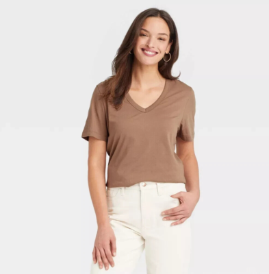 Brown V Neck Ts
