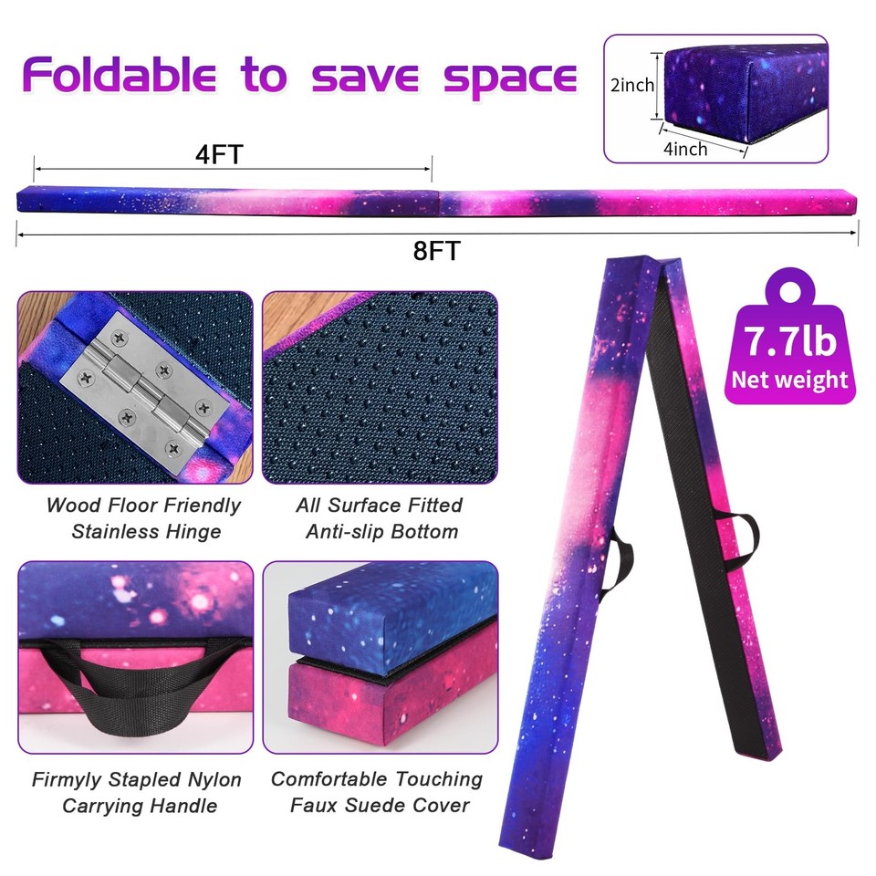 8FT Folding Balance Beam -Gymnastics Floor Beam - Gymnastics Equipment ...