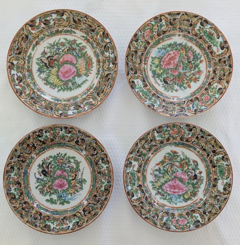 Antique Famille Rose Canton Plates, 5.5", Thousand Butterflies Pattern ...