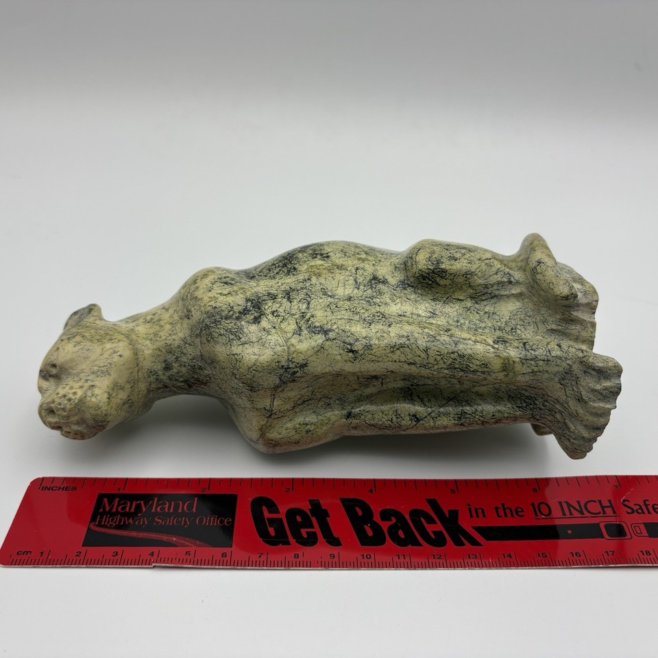 Serpentine Mountain Lion Hand Carved Stone Sculpture Cougar Panther ...
