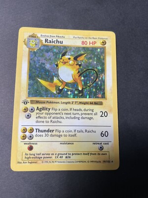 Pokémon TCG Raichu Base Set 14/102 Holo 1st Edition Holo Rare ...